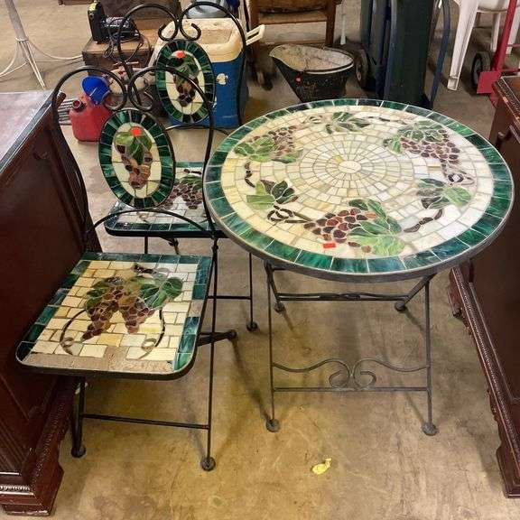 3Pc Outdoor Mosaic Tile Sitting Set 2-Chairs with 1-Table 15”x36”, 25 ...