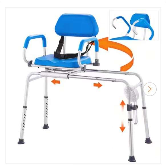 VEVOR Sliding Tub Transfer Bench 13 in. W Freestanding Shower Bench ...