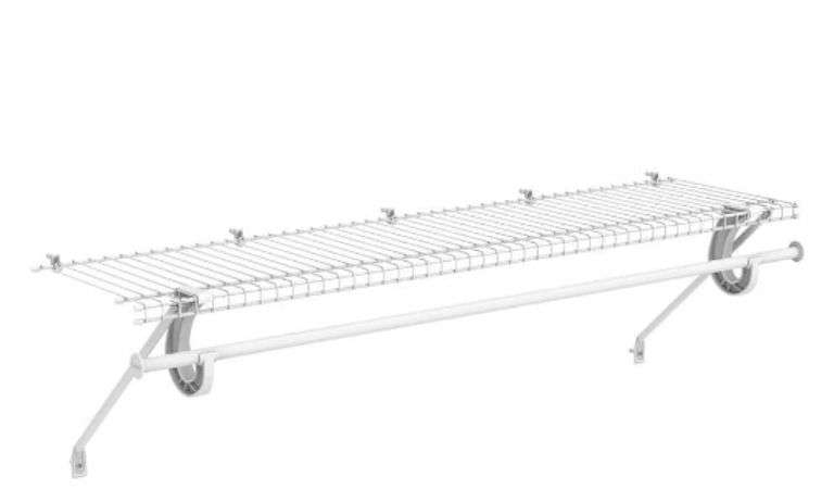 ClosetMaid SuperSlide 48 in. W x 12 in. D White Steel Wire Closet Shelf ...