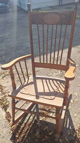 Pressed Back Rocking Chair with Spindle Backrest, 25x41in - Metzger ...