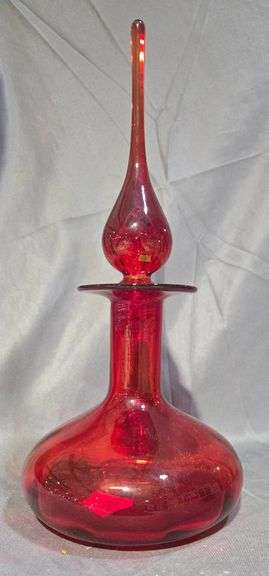 Ruby Red Glass Decanter with Stopper, 12″ H - Metzger Property Services ...