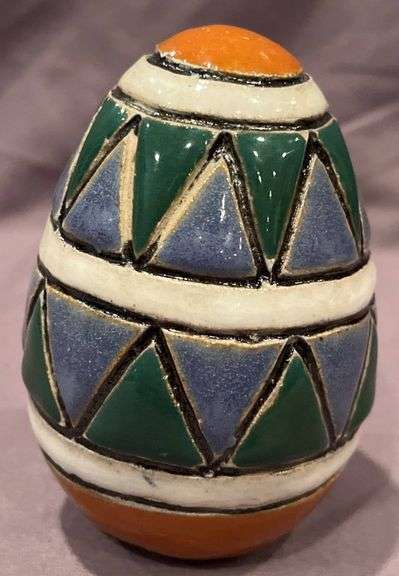 Hand-Painted Egg with Triangular Geometric Patterns 4″ - Metzger ...