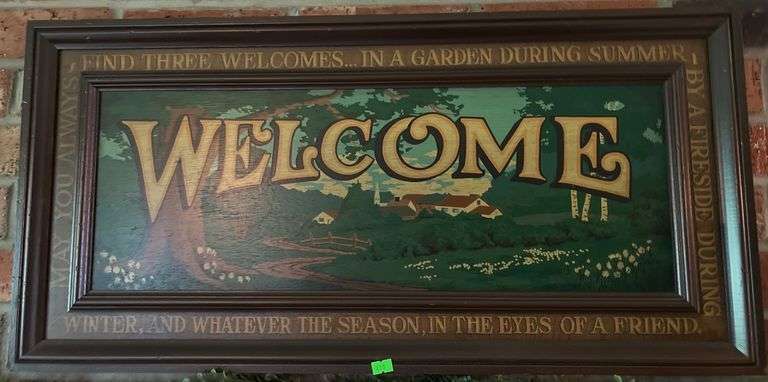 Painted Wall Plaque with ‘Welcome’ Text and Scenic Design - Metzger ...