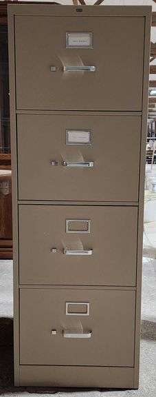 Beige Metal 4-Drawer Filing Cabinet with Document Rails - Metzger ...