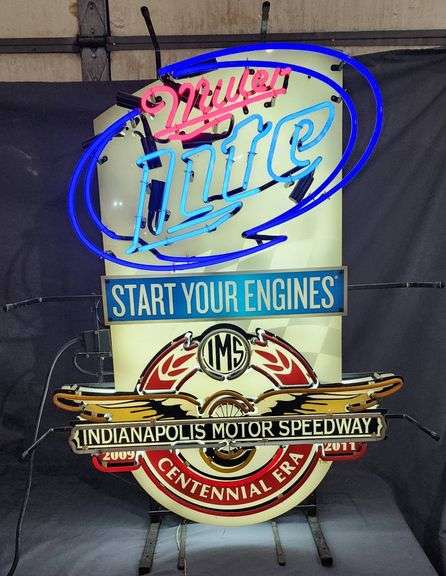 2009 Miller Lite Neon Sign Featuring Indianapolis Motor Speedway ...