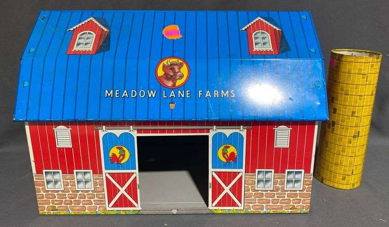 Metal Barn Toy with Silo, Meadow Lane Farms Design 16″ x 9″ x 11 ...