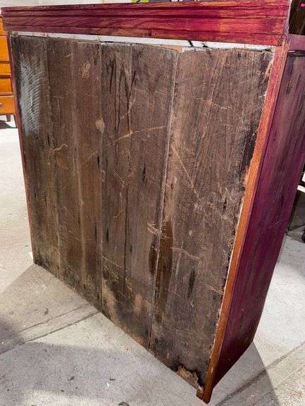 Primitive Red, Two-Door Cabinet with Mesh Paneling and Shelving ...
