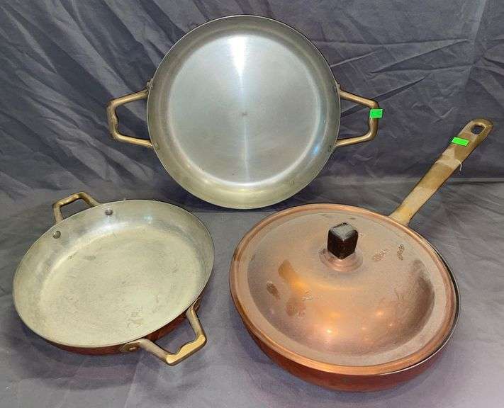 Copper and Stainless Steel Cookware Including Two Handled Pans and a ...