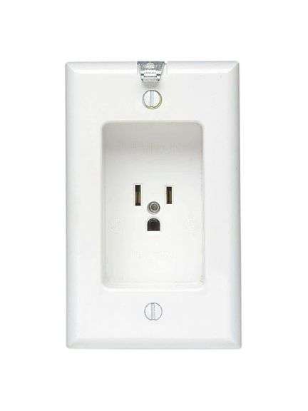 LEVITON - 15 Amp Residential Grade 1-Gang Recessed Single Outlet with ...