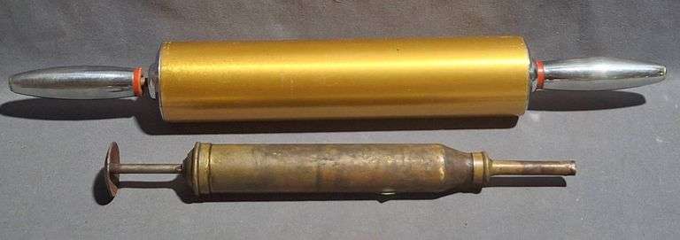 Brass Syringe and Metal Rolling Pin with Handles - Metzger Property ...