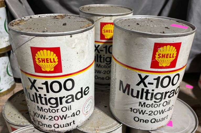 20 Shell X-100 Multigrade Motor Oil One-Quart Cans - Metzger Property ...