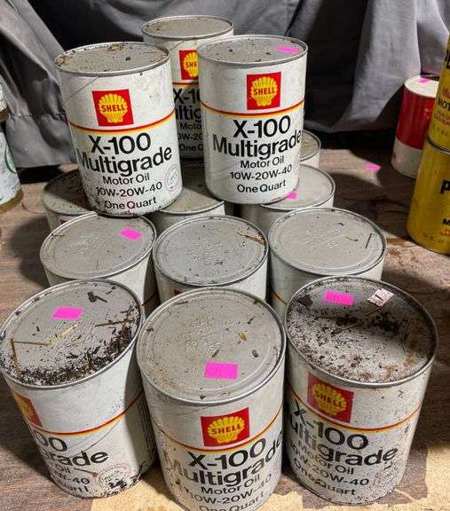 20 Shell X-100 Multigrade Motor Oil One-Quart Cans - Metzger Property ...