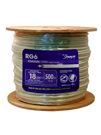 SOUTHWIRE - 500 ft. 18 RG6 Dual Shield CU CATV CM/CL2 Coaxial Cable in ...