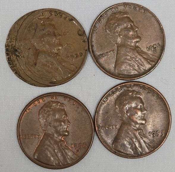 23 Wheat Pennies (1935-1957), 1884 Indian Head Penny, 3 - 1943 Steel ...