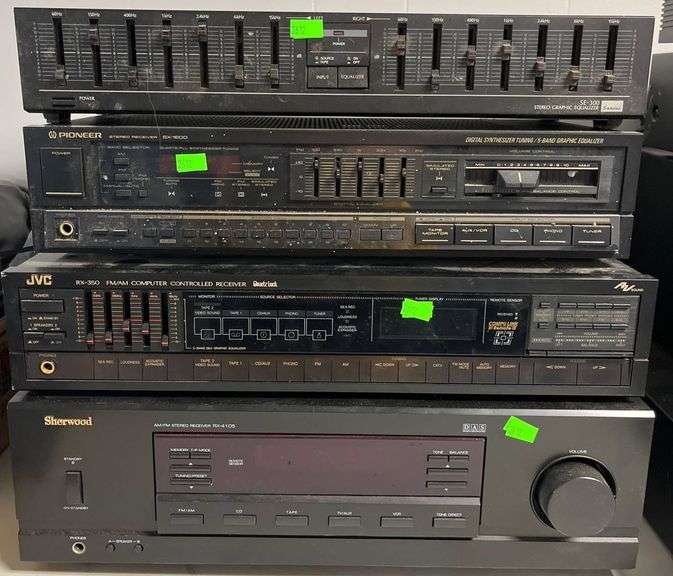 Stack of Audio Components Including Pioneer, JVC RX-350, and Sherwood ...