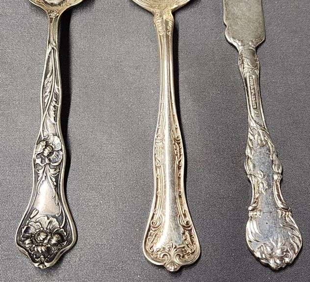 Silverplate Serving Flatware Set with Floral Engravings Including R & B ...