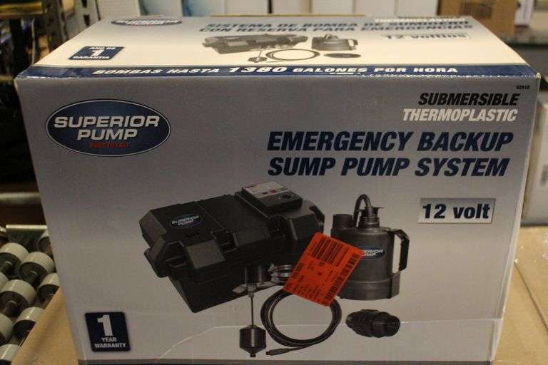 SUPERIOR PUMP - 12-Volt Submersible Emergency Battery Backup Sump Pump ...
