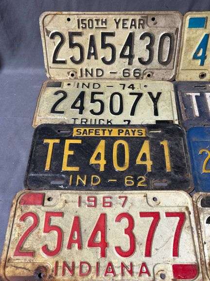 12 Indiana License Plates from 1950s to 1970s - Metzger Property ...