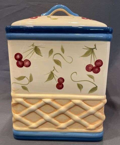 Inspirado StoneLite Clay Hand Painted Cherry Canister 7x6x10" - Metzger ...