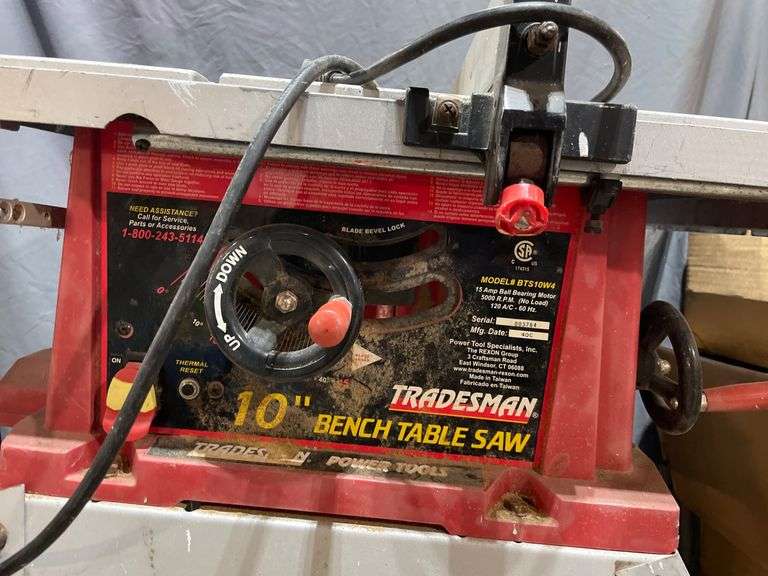 Tradesman 10-Inch Bench Table Saw with Metal Stand - Metzger Property ...