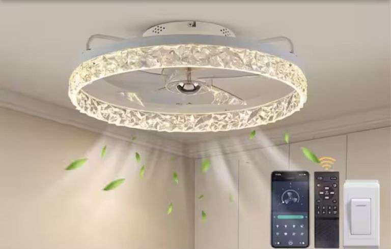 FANNEHONNE Lidia 19.68 in Indoor Modern White Crystal Flush Mount ...