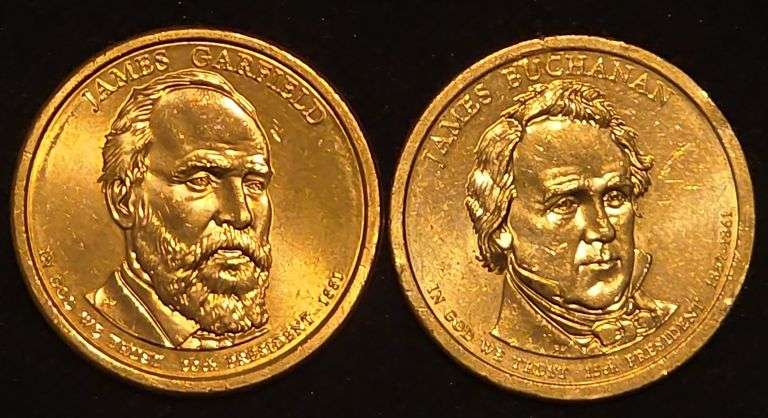 6 Presidential Dollars inc. Abraham Lincoln, James Garfield, Rutherford ...