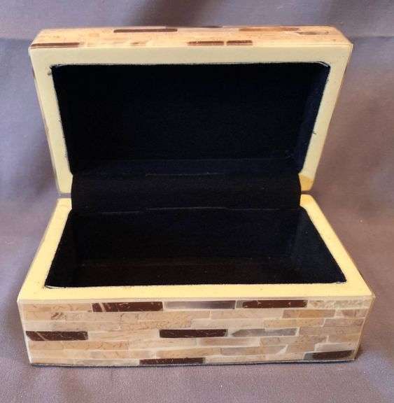 Rectangular Hinged Box with Mosaic Inlay and Velvet Interior - Metzger ...