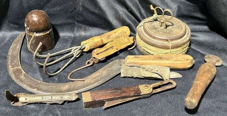 Hand Tools and Instruments, Including PS & WC Brass Scale and Sickle ...