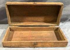 Two Wood Rectangular Hinged Boxes With Metal Closures - Metzger ...