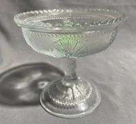 Pressed Glass Compote with Scalloped Edge and Starburst Pattern ...