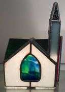 Stained Glass Church Lamp & Wood Box - Metzger Property Services, LLC