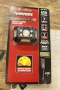 HUSKY - 650 Lumens Dual-Power Broad Range LED Headlamp 7 Modes with USB ...
