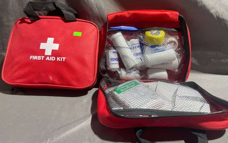 Two Red First Aid Kits with Contents, 10x3x7” - Metzger Property ...