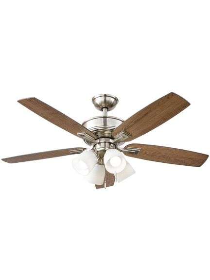 HAMPTON BAY - Devron II 52 in. Indoor Brushed Nickel LED Ceiling Fan ...