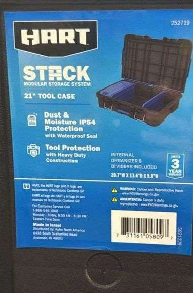 HART Stack System Tool Box with Small Blue Organizer & Dividers, Fits ...
