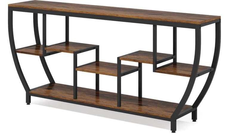 Industrial Console Table, 70.9" Entryway Sofa Table with Shelves ...
