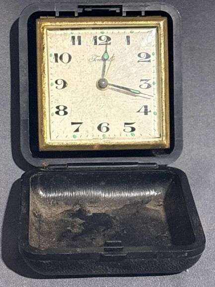Compact Folding Clock with Black Case and Gold-Tone Trim - Metzger ...