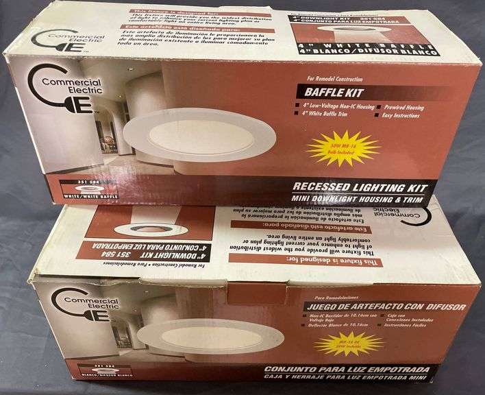 3 Commercial Electric Recessed Lighting Kits with Baffle Trims ...