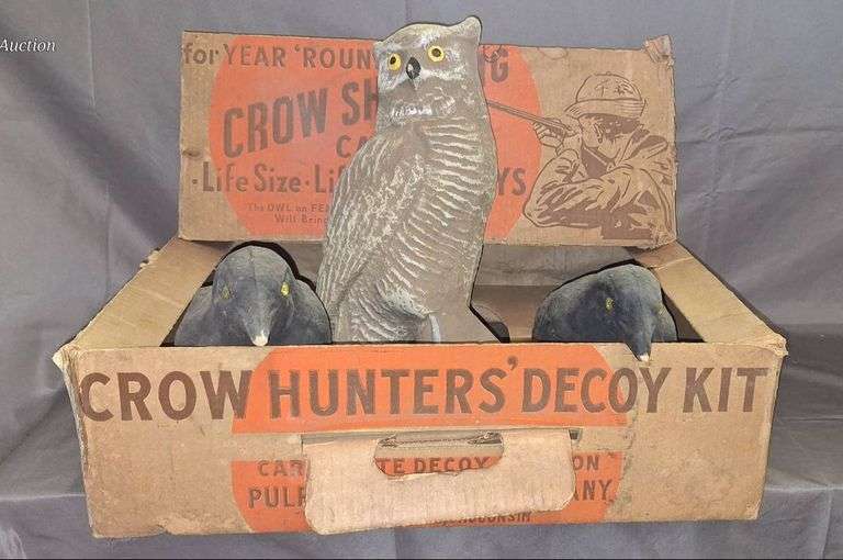 Crow Hunters Decoy Kit with Owl and Crow Decoys in Original Box ...