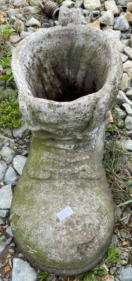 Cast Concrete Boot-Shaped Planter - Metzger Property Services, LLC