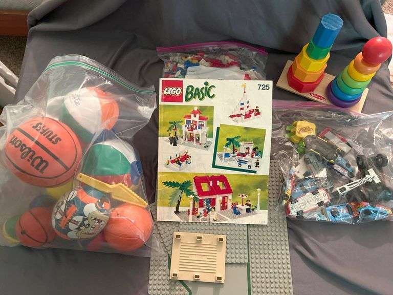Toys Including Lego Basic Set 725, Balls, Cars and Wood Stackers ...