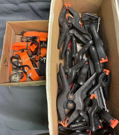 Plastic Spring Clamps and Orange Ratchet Tie-Down Straps - Metzger ...
