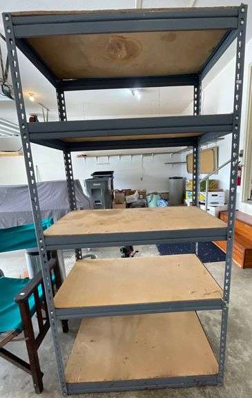 Metal Shelving Unit with Particle Board Shelves, 3×1.5×6’ - Metzger ...