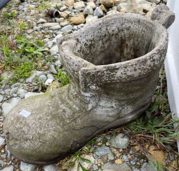 Cast Concrete Boot-Shaped Planter - Metzger Property Services, LLC