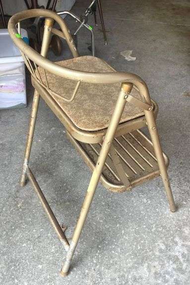 Metal Two-Step Folding Stool with Handle - Metzger Property Services, LLC