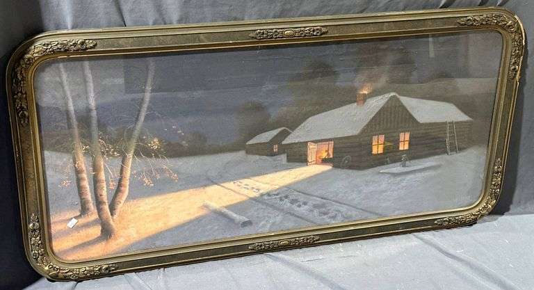 Framed Winter Landscape Painting Signed by Wilson 43” x 21” - Metzger ...