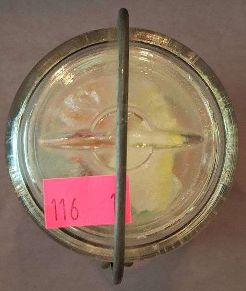 Glass Jar with Metal Bail Closure Containing Colored Glass Pieces ...