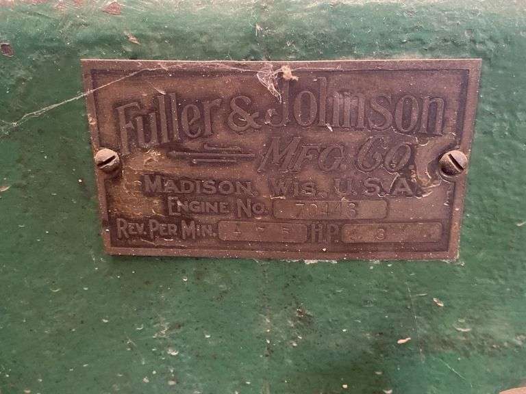 Fuller & Johnson Engine No. 70443 with Flywheel and Mounted Base ...