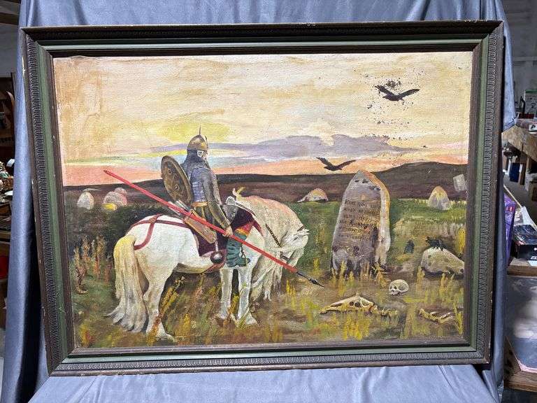 Framed Painting Depicting The Night at the Crossroads, 39×29.5 ...