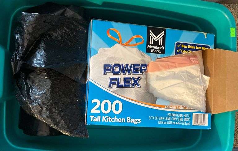 Member’s Mark Power Flex Kitchen Bags and Two Rolls of Black Trash Bags ...